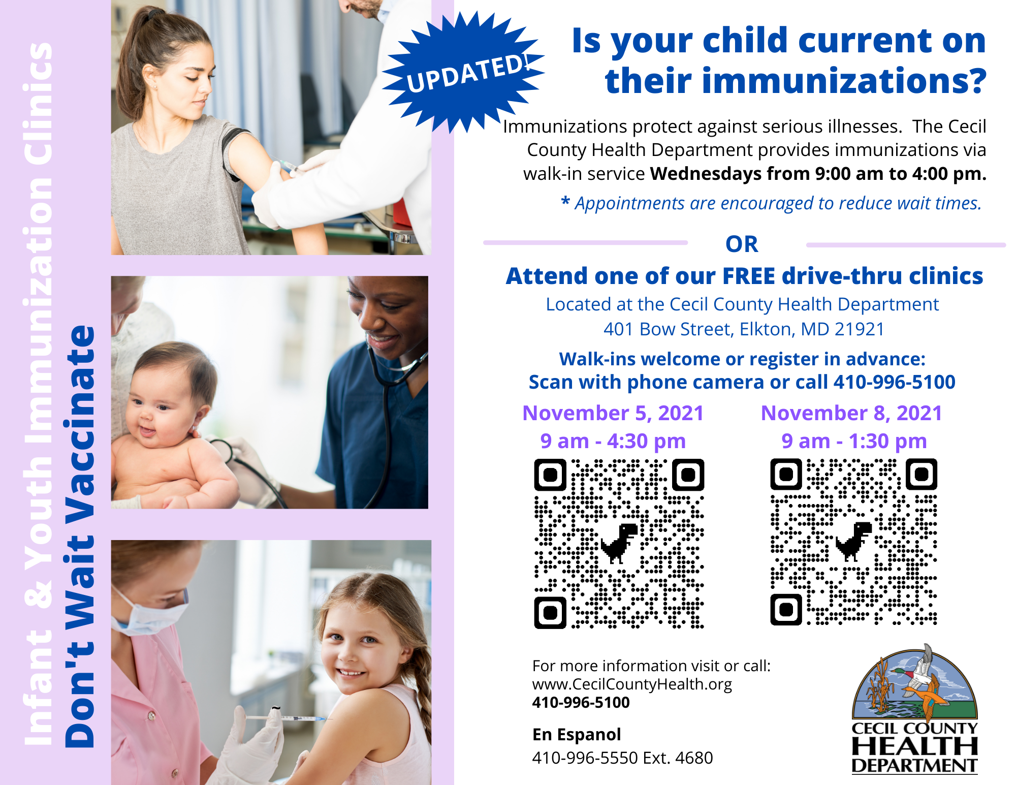 Childhood Immunizations Clinics Now Available - Cecil County Health Department