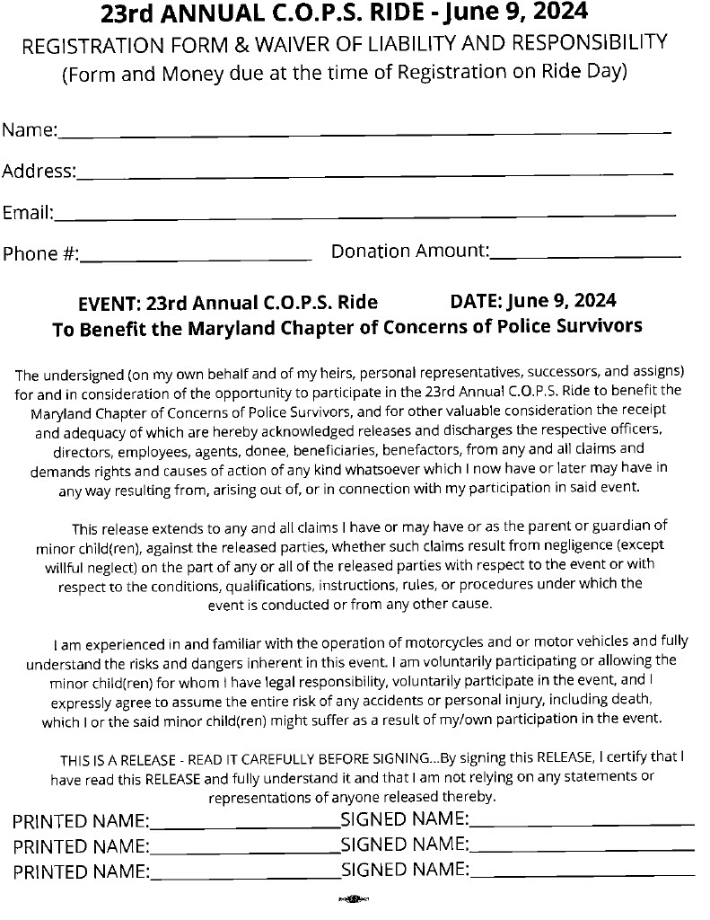 2024 COPS Ride | Events Calendar FOP #3
