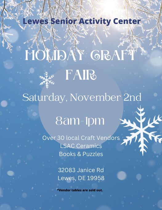 Holiday Craft Fair at Lewes Senior Activity Center | Lewes Chamber of ...