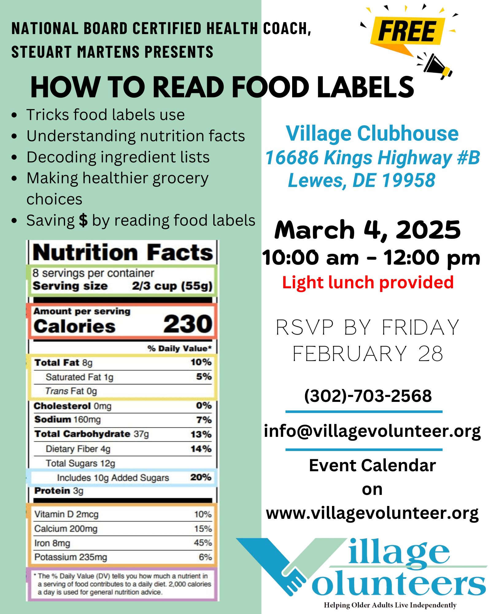 HOW TO READ FOOD LABELS presented by Village Volunteers | Lewes Chamber ...